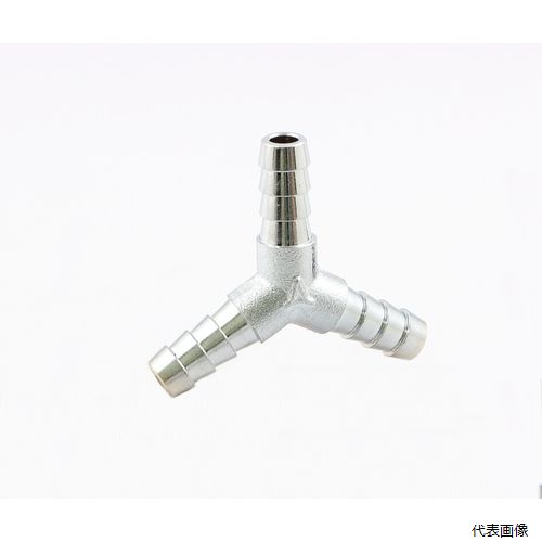 【特長】 ●エアー配管の分岐に使用します。 【用途】 ●ホース用継手。 ●接続口径(タケノコ外径)(mm)：8.0 ●使用流体：水・空気・油 ●最高使用圧力(MPa)：3.45 ●寸法(mm)L2：27 ●寸法(mm)L1：18 ●流体温度...