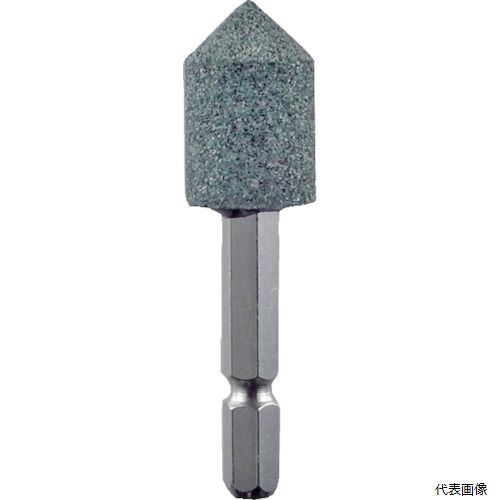 【特長】 ●日本製の高品質な非鉄用軸付砥石。チャックで滑りにくい六角軸。 ●電気ドリルの回転数を考慮にいれた規格で開発しております。 ●劈開性が高いため、軽研削作業に有効です。 【仕様】 ●粒度(#)：60 ●形状：台形型 ●外径(mm)：...