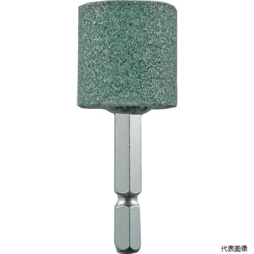 【特長】 ●日本製の高品質な非鉄用軸付砥石。チャックで滑りにくい六角軸。 ●電気ドリルの回転数を考慮にいれた規格で開発しております。 ●劈開性が高いため、軽研削作業に有効です。 【仕様】 ●粒度(#)：60 ●形状：円筒型 ●外径(mm)：...