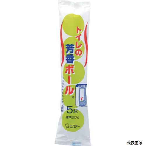 【特長】 ●芳香・防臭剤です。 ●トイレの悪臭を防ぎます。 【用途】 ●男子トイレ用。 ●摘要：ボール型 ●直径：38mm ●40g×5球入 【材質／仕上】 ●パラジクロルベンゼン製剤 【入数】 ●1袋/5個 他のサイズはこちら 在庫のない...