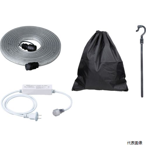 【特長】 ●電源ケーブルと袋のセットです。 ●最大50mまで連結可能です。 【用途】 ●トンネル工事の仮設灯、誘導灯、エレベーター工事など連結点灯して長い距離を照明できます。 【仕様】 ●明るさ(lm)：1000 ●光源色：白 ●幅(mm)...