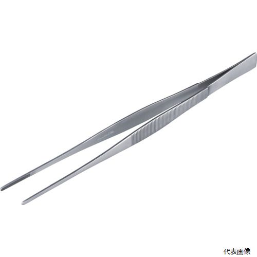 【特長】 ●全長300mmのため、短いピンセットでは届かない距離にある対象物をつかむことが可能です。 ●滑り止めローレット付きで、手元から離れた場所でも正確に作業できます。 【仕様】 ●全長(mm)：300 ●幅(mm)：16 ●先端形状：...