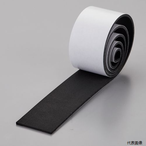 【特長】 ●反発弾性に優れ加工性の良いゴムスポンジです。 【用途】 ●防振・防音対策に。 ●戸当たりに。 ●台車の衝突防止に。 【仕様】 ●色：黒 ●幅(mm)：50 ●長さ(m)：1 ●厚さ(mm)：3 ●使用温度範囲(℃)：−20℃〜+...