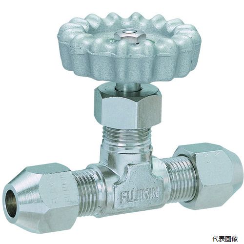 【特長】 ●ボンネットレス形でコンパクトです。 ●流量調整が可能です。 【用途】 ●スチームトレース用流量調整、閉止用 【仕様】 ●呼び径A：リングジョイント10mm ●全長(mm)：66 ●高さ(mm)：38 ●ハンドル径D(mm)：35...