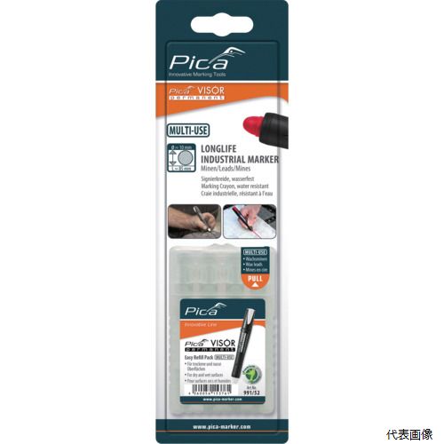 【特長】 ●取り出し易いケースに収納されており、手を汚さずに芯の交換が可能です。 ●タイヤ、ガラス、タイル、木材、鉄、革などあらゆる濡れた材料にもマーキングできます。 ●芯は乾燥しにくく長く使用できます。 【用途】 ●木材、鉄、樹脂、ガラス...