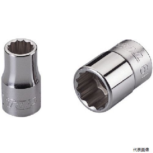 【特長】 ●ソケットレンチ用ソケットです。 【用途】 ●ボルト・ナットの締め緩めに。 【仕様】 ●差込角(mm)：9.5 ●対辺寸法(mm)：24 ●全長(mm)：34 ●対辺(mm)：24 ●差込角9.5mm 【材質／仕上】 ●特殊合金鋼...