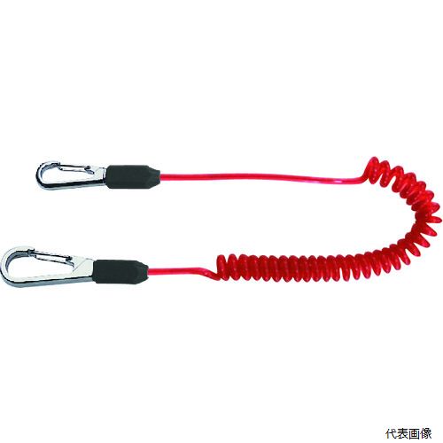 【特長】 ●ナスカン部に独自のコンパクトな樹脂金具を採用しています。 ●ワイヤーとポリウレタンがはく離しない一体成型加工品です。 【用途】 ●高所作業での工具落下防止に。 ●工具、計量小物の紛失防止に。 【仕様】 ●色：レッド ●芯径(mm...