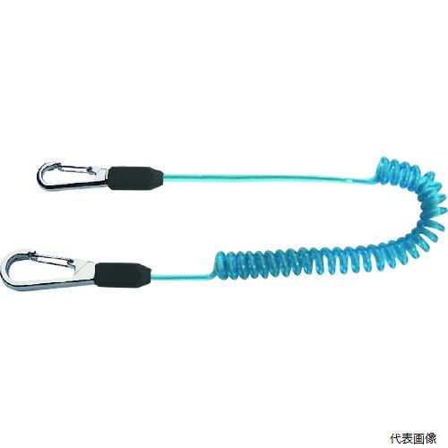 【特長】 ●ナスカン部に独自のコンパクトな樹脂金具を採用しています。 ●ワイヤーとポリウレタンがはく離しない一体成型加工品です。 【用途】 ●高所作業での工具落下防止に。 ●工具、計量小物の紛失防止に。 【仕様】 ●色：ブルー ●芯径(mm...