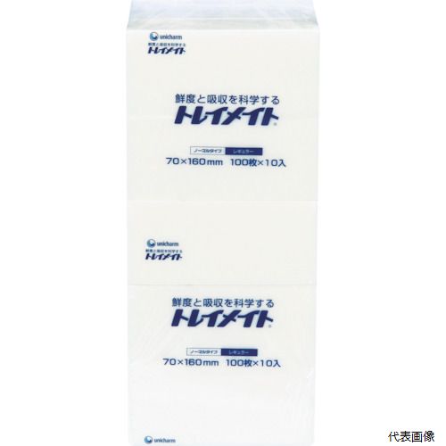 【特長】 ●魚・肉のドリップを吸収します。 ●コシがあり、作業しやすい1層タイプの汎用トレーマットです。 【用途】 ●精肉・鮮魚・惣菜のドリップ吸収。 【仕様】 ●パック入数：100枚×10パック ●色：ホワイト ●シートサイズ(mm)：6...