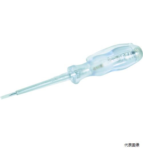 【特長】 ●コンセントなどにドライバーの先端を接触させ、グリップの後端を指で押すとライトが光ります。 ●電線における、電流の有無確認作業に適しています。 ●携帯に便利なペンシルタイプです。 【仕様】 ●交流電圧(V)：100〜250 ●直流...