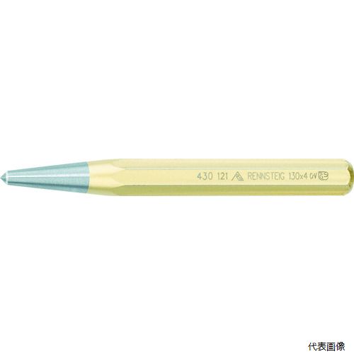 【特長】 ●高品質の鋼材を使用した、超硬チップ付きのセンターポンチです。 ●抜群の耐久性と高い作業性を発揮します。 【仕様】 ●全長(mm)：120 ●幅(mm)：10 ●先端径(mm)：3 ●硬度：HRA86 ●直径(mm)：10 【材質...
