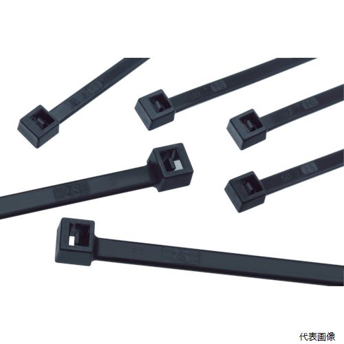 【特長】 ●耐熱性タイプのナイロンケーブルタイです。 【用途】 ●電線ケーブルの固定や結束に。 ●REACH、RoHS適合品 【仕様】 ●色：ブラック ●幅(mm)：4.5 ●長さ(mm)：280 ●厚さ(mm)：1.45 ●最大結束径(m...