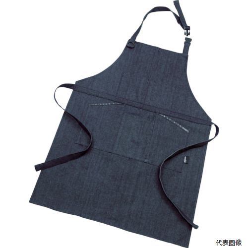 【特長】 ●丈夫なデニム素材でできたエプロンです。 ●ポケット5個付きで小物収納に便利です。 ●首掛け紐は長さ調整可能です。 【用途】 ●工場や倉庫などの軽作業に。 ●磨き作業、バリ取り作業に。 【仕様】 ●色：ブラック ●サイズ：フリー ...