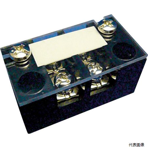 【特長】 ●M3.5×8のビスを使用した15Aの中継用端子台です。 ●カバーと記名板をセットした製品です。 ●角座金具付ですので圧着端子が不要です。 【用途】 ●各種の信号用、センサー用、電源用の中継端子台として。 【仕様】 ●色：ブラック...