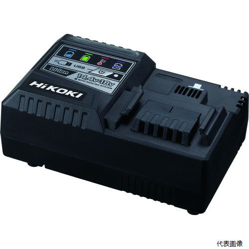 【特長】 ●14.4V、18V用充電器です。 ●USB充電端子付です。 ●エンジン発電機で使用可能です。 ●低温（-10℃）でも使用可能です。 ●3重の充電停止機構採用です。 【用途】 ●HiKOKIスライド式リチウムイオン電池14.4〜1...