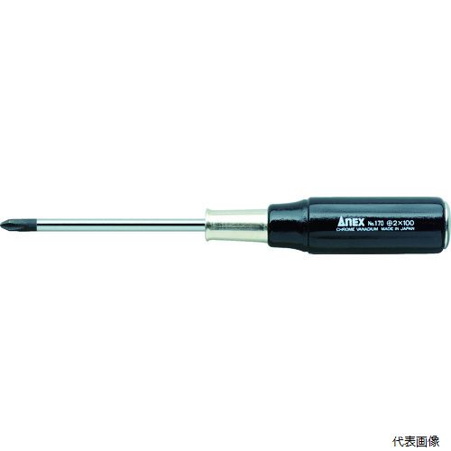 【特長】 ●大型貫通用座金付木柄ハンドルを採用しています。 【仕様】 ●刃先：［［＋］］No.2 ●軸長(mm)：100 ●全長(mm)：220 ●先端マグネット：磁力あり ●貫通タイプ ●先端：マグネット入り 【材質／仕上】 ●軸：クロム...