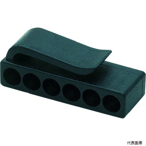 【特長】 ●ビットがばらけず、保管に便利です。 ●シャンク径6.35mmのビットを収納できます。 【用途】 ●ビットの収納に。 【仕様】 ●全長(mm)：53 ●適用：6本用 ●摘要：6本用 ●6本組ビットホルダー 【材質／仕上】 ●ポリエ...
