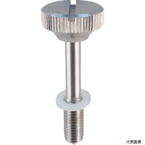 【特長】 ●ローレット加工によりすべりにくくスピーディに締め付けができます。 ●すり割り付でコイン締めなども可能です。 【用途】 ●配分電盤、分電盤、制御機器など。 【仕様】 ●外径(mm)：14 ●ノブ高さ(mm)：8 ●ねじ寸法：M4×...