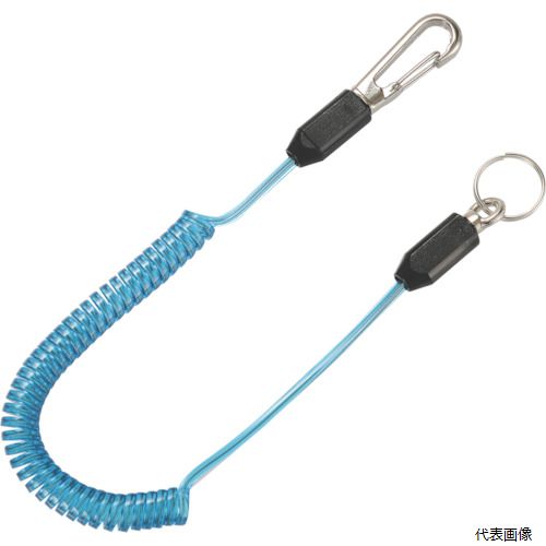 【特長】 ●復元力が高い四角コイルタイプです。 ●コイル巻き部に隙間が無いので擦れることなく2本掛けでもからみにくいです。 ●丸コイルに比べて安全強度は1.6倍です。 【用途】 ●工具類の落下防止用。 【仕様】 ●色：蛍光ブルー ●最大使用...