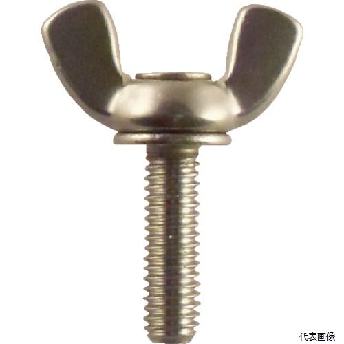 【特長】 ●圧造蝶ナットの技術を活かした蝶部を独自のセッティング技術でボルトにセットしています。 ●保証トルクはJISに準拠しており、手で締めるねじとしては十分な強度があります。 【仕様】 ●呼び径d：M5 ●呼び径(L)：8 ●羽根高H(...