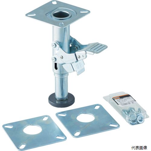 【特長】 ●操作性・耐久性に優れ、安全なスチール製フロアロックです。 ●内蔵スプリングの働きにより床面を押し付けてロックします。（ロック時に台車が持ち上がりません。） 【用途】 ●鋼鉄製運搬車用ロックストッパーとして。 【仕様】 ●セット内...