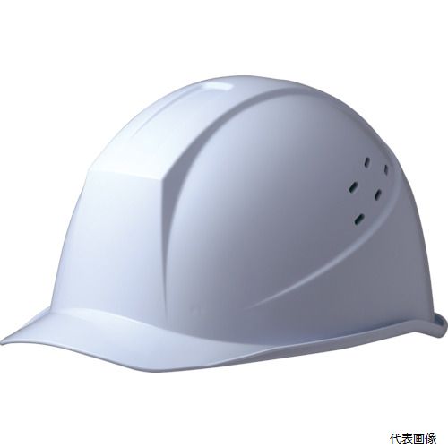 【特長】 ●素材の改良により衝撃吸収ライナーの容積を従来品から約33％ダウンしました。 ●ムレを軽減する通気孔付です。 ●雨天時の屋外作業に効果的なレインガード（雨垂れ防止溝）が付いています。 ●サイズ合せが簡単で、頭部にぴったりフィットす...