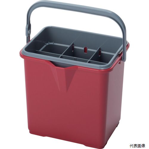 【特長】 ●多彩な仕切りパターンで多様な清掃に対応できるバケツです。 【仕様】 ●容量(L)：14 ●間口(mm)：342 ●奥行(mm)：255 ●高さ(mm)：309 ●色：エンジ 【材質／仕上】 ●アウターバケツ・インナーバケツ・仕切...