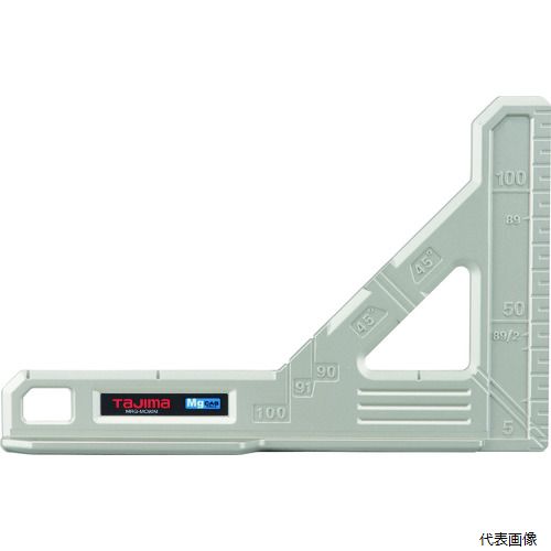 【特長】 ●軽くて丈夫な素材マグネシウムを採用しています。 ●工具差しで携帯できる小型設計です。 ●曲尺・矩定規としても使える底面、突き当て90度設計です。 ●突き当て高さ12mm、角が丸くなっている2×4材でも外れません。 ●裏目盛付です...