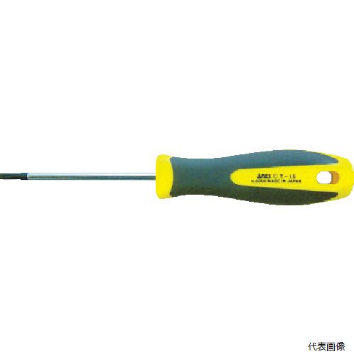 【特長】 ●トルクス［［R下］］ネジ用のドライバーです。 ●T6〜T40はいじり止め付ネジにも対応しています。 【仕様】 ●刃先：T15 ●軸長(mm)：80 ●全長(mm)：180 ●先端サイズ(mm)：φ3.3 【材質／仕上】 ●軸：特...