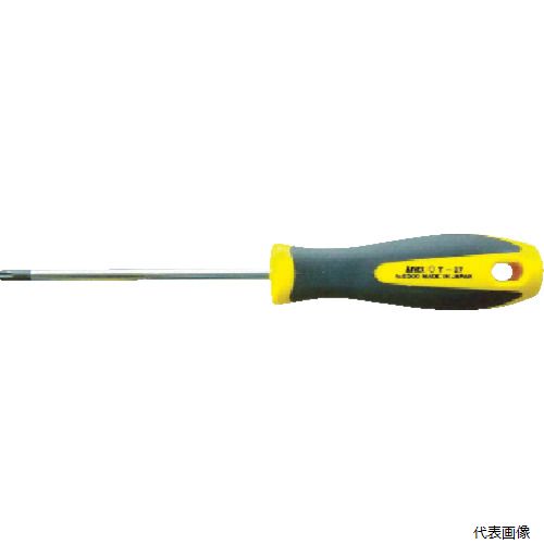 【特長】 ●トルクス［［R下］］ネジ用のドライバーです。 ●T6〜T40はいじり止め付ネジにも対応しています。 【仕様】 ●刃先：T27 ●軸長(mm)：115 ●全長(mm)：225 ●先端サイズ(mm)：φ5.0 【材質／仕上】 ●軸：...