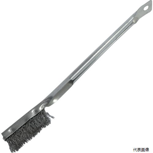 【特長】 ●スチール柄のチャンネルブラシです。 【用途】 ●下地調整に。 【仕様】 ●毛材：鋼線 ●行数(行)：1 ●線径(mm)：0.3 ●植付(mm)：60 ●毛丈(mm)：18 ●全長(mm)：270 ●幅(mm)：25 ●材質(ハン...