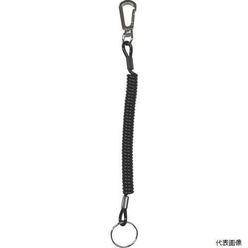 【特長】 ●耐久性・伸縮性バツグンの上質ウレタン素材を使用しています。 【用途】 ●軽量の工具落下防止用。 【仕様】 ●色：ブラック ●最大使用可能質量(kg)：0.5 ●コード径(mm)：2.5 ●自然長(mm)：100 ●最大長さ(mm...
