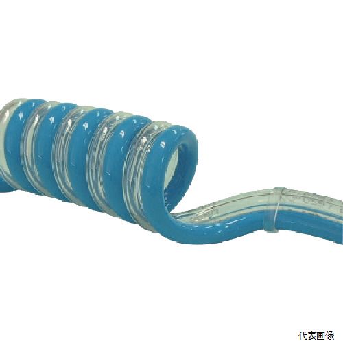 【特長】 ●稼動部に使用出来ます。 ●タッチチューブを溶着してスパイラル状にしています。 ●色分けする事が出来ます。 【用途】 ●各種エア配管に。 ●稼動部に。 ●色：透明、青 ●全長(mm)：760 ●使用範囲(m)：1.48 ●コイル径...