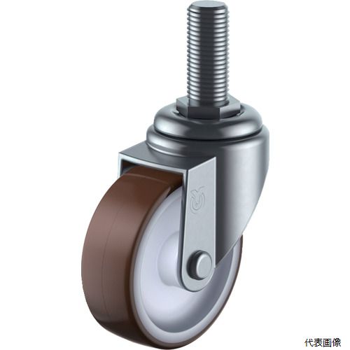 【特長】 ●走行性・耐荷重を備えた標準的な小型キャスターです。 ●耐油性、耐摩耗性に優れたウレタン車輪を使用しています。 【用途】 ●ラック、ワゴンなどに。 【仕様】 ●許容荷重(daN)：60 ●許容荷重(kgf)：61.2 ●車輪径D(...