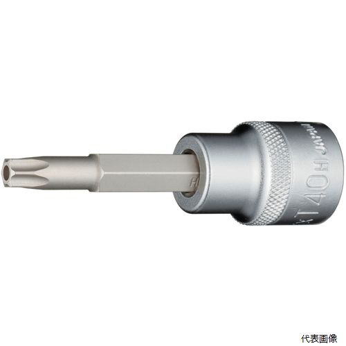 【特長】 ●いじり防止タイプです。 ●早回しに便利なローレット加工仕上げです。 【用途】 ●T型トルクスねじの締付け、緩め作業用。 【仕様】 ●呼びNo.：T40 ●先端寸法(mm)：6.60 ●差込角(mm)：12.7 ●全長(mm)：7...