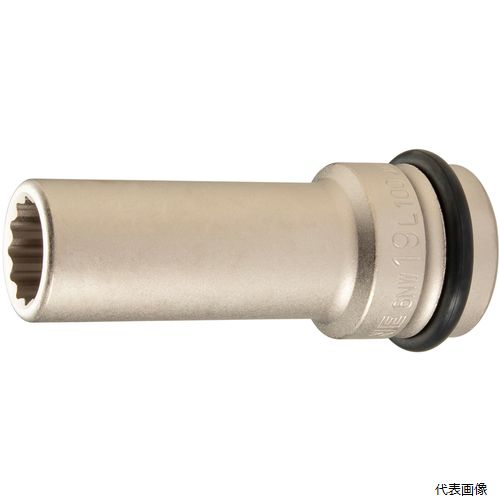 【特長】 ●外観品質と防錆力の向上を図った無電解メッキ仕様のインパクト用ロングソケットです。 ●12角タイプです。 【用途】 ●ボルト・ナットの締付け・緩め作業用。 【仕様】 ●差込角(mm)：19.0 ●対辺寸法(mm)：19 ●全長(m...
