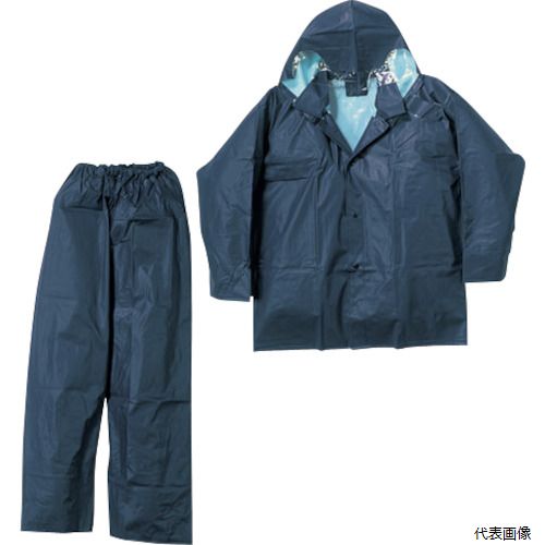 【特長】 ●糸入り両面PVCラミネート加工により丈夫なレインスーツです。 【用途】 ●雨天時の野外作業に。 【仕様】 ●色：テツコン ●サイズ：LL ●身長(cm)：175〜185 ●胸囲(cm)：122 ●ウエスト(cm)：124/54 ...