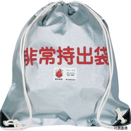 【特長】 ●ナップザック型非常持出袋です。 ●日本防炎協会認定品です。 【用途】 ●非常用品の保管・持ち運び。 ●容量(L)：ー ●外形寸法(mm)幅×奥行×高さ：370×ー×440 【材質／仕上】 ●ポリエステル100％　アルミコーティン...