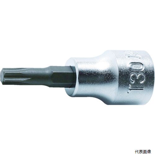 【特長】 ●ラチェットハンドルを始めとする各種ハンドル類と組み合わせることにより、L型レンチでは不可能な作業が可能となります。 ●トルクスボルト用のビットソケットです。 【仕様】 ●呼びNo.：T30 ●先端寸法(mm)：5.6 ●差込角(...