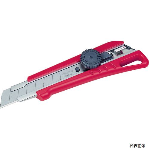 【特長】 ●強力ネジ式ロックです。 ●ボディ内に2枚の替刃を内蔵できます。 ●頑丈な0.8mm厚ブレードホルダーを採用しました。 ●刃が滑り出ないピッチ送り方式を採用しました。 【用途】 ●厚物切断用カッター 【仕様】 ●全長(mm)：15...