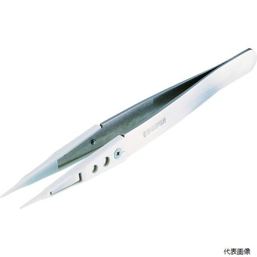 【特長】 ●コストパフォーマンスに優れた汎用タイプのチップ交換式ピンセットです。 【用途】 ●磁気を嫌う精密機器への作業に。 【仕様】 ●全長(mm)：125 ●幅(mm)：10 ●先端形状：直型 ●先端幅(mm)：0.6 ●色：白（チップ...