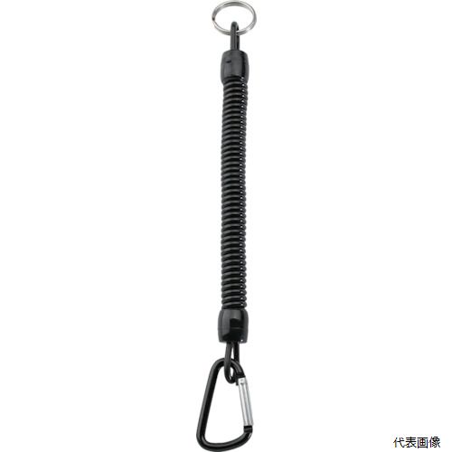 【特長】 ●簡易落下防止安全コードです。 【用途】 ●簡易落下防止に。 【仕様】 ●色：ブラック ●コード径(mm)：2 ●自然長(mm)：160 ●最大長さ(mm)：900 ●使用最大荷重(kg)：0.4 ●最大使用荷重：0.4kg 【材...