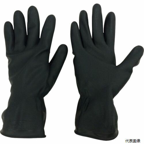【特長】 ●突き刺し、引き裂きに強く柔らかい天然ゴム製です。 ●手袋内面は特殊パイル加工により着脱がスムーズです。 【用途】 ●清掃作業など。 【仕様】 ●色：ブラック ●サイズ：M ●全長(cm)：26.5 ●手のひら周り(cm)：21....