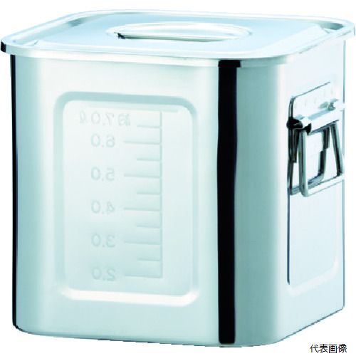 【特長】 ●フタの裏に引っ掛け金具が付いていますので、フタの置き場を必要としません。 【用途】 ●保管容器。 ●容量(L)：0.70 ●深さ(mm)：90 ●取手：なし ●蓋タイプ：引っ掛け金具付き ●外形寸法(mm)奥行：98 ●外形寸法...