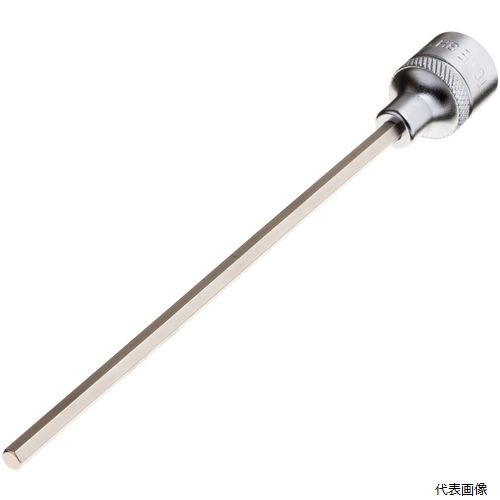 【特長】 ●超ロングタイプのため、今まで作業できなかった奥深い箇所の六角穴付ボルトの着脱に便利です。 ●早回しに便利なローレット加工仕上げです。 【仕様】 ●差込角(mm)：9.5 ●対辺寸法(mm)：4 ●ビット長さ(mm)：123 ●全...