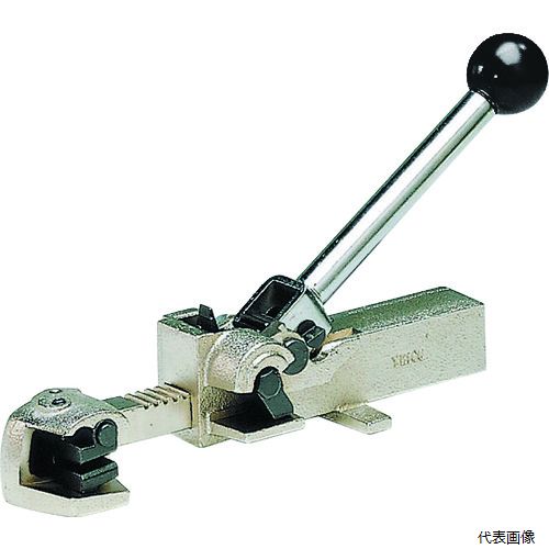 【特長】 ●帯鉄用引締機です。 ●適合バンド幅(mm)：9〜19 ●適合バンド：帯鉄 ●バンド厚さ(mm)：0.4〜0.7 ●全長(mm)：290 ●W×D×H(mm)：300x80x230 【材質／仕上】 ●本体：鉄 ●ハンドル：アルミ ...