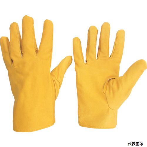 【特長】 ●良質の豚表革を使用、柔らかく使いやすい万能タイプです。 【仕様】 ●色：イエロー ●サイズ：フリー ●全長(cm)：23.0 ●手のひら周り(cm)：24.5 ●中指長さ(cm)：8.5 ●厚さ(mm)：1 【材質／仕上】 ●豚...