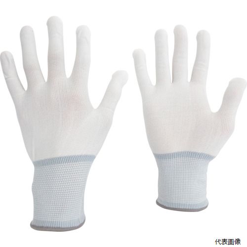 【特長】 ●ポリエステル繊維のさらっとした装着感です。 【用途】 ●精密機器、自動車部品の組立。 ●製品検査。 ●インナー用など。 【仕様】 ●色：ホワイト ●サイズ：L ●全長(cm)：21.0 ●手のひら周り(cm)：17.0 ●中指長...