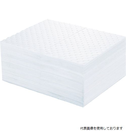 【特長】 ●重層構造に圧着されたポリプロピレンシートが優れた吸収性と高い保有性で吸収した油を保持します。 ●中央にミシン目が入っているので半分にカットして使用も可能です。 【用途】 ●オイル用。 ●油漏洩対策用。 ●油吸収量(L/箱)：96...