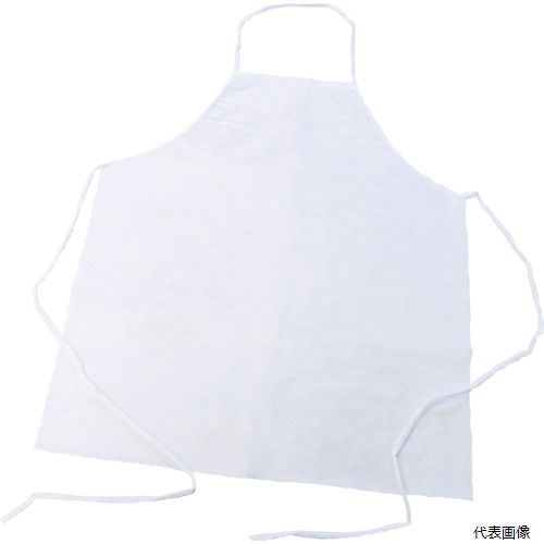 【特長】 ●水や油の汚れ防止にご使用いただけます。 【用途】 ●食品工場。 【仕様】 ●色：白 ●サイズ：フリー ●着丈(cm)：75 ●幅(cm)：63 ●長さ(cm)：75 ●箱入数(枚)：200 ●胸前掛 ●使い切りタイプ 【材質／仕...